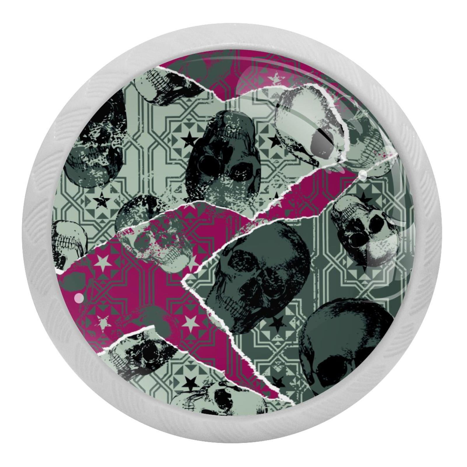 4PCS Round Skull Cabinet Fluorescence Knob Glowing in the Dark ...