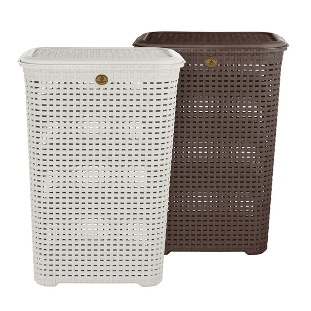 Kit 2 Cestos de Plástico mixto estilo rattan La Ardilla Con Tapa para ...