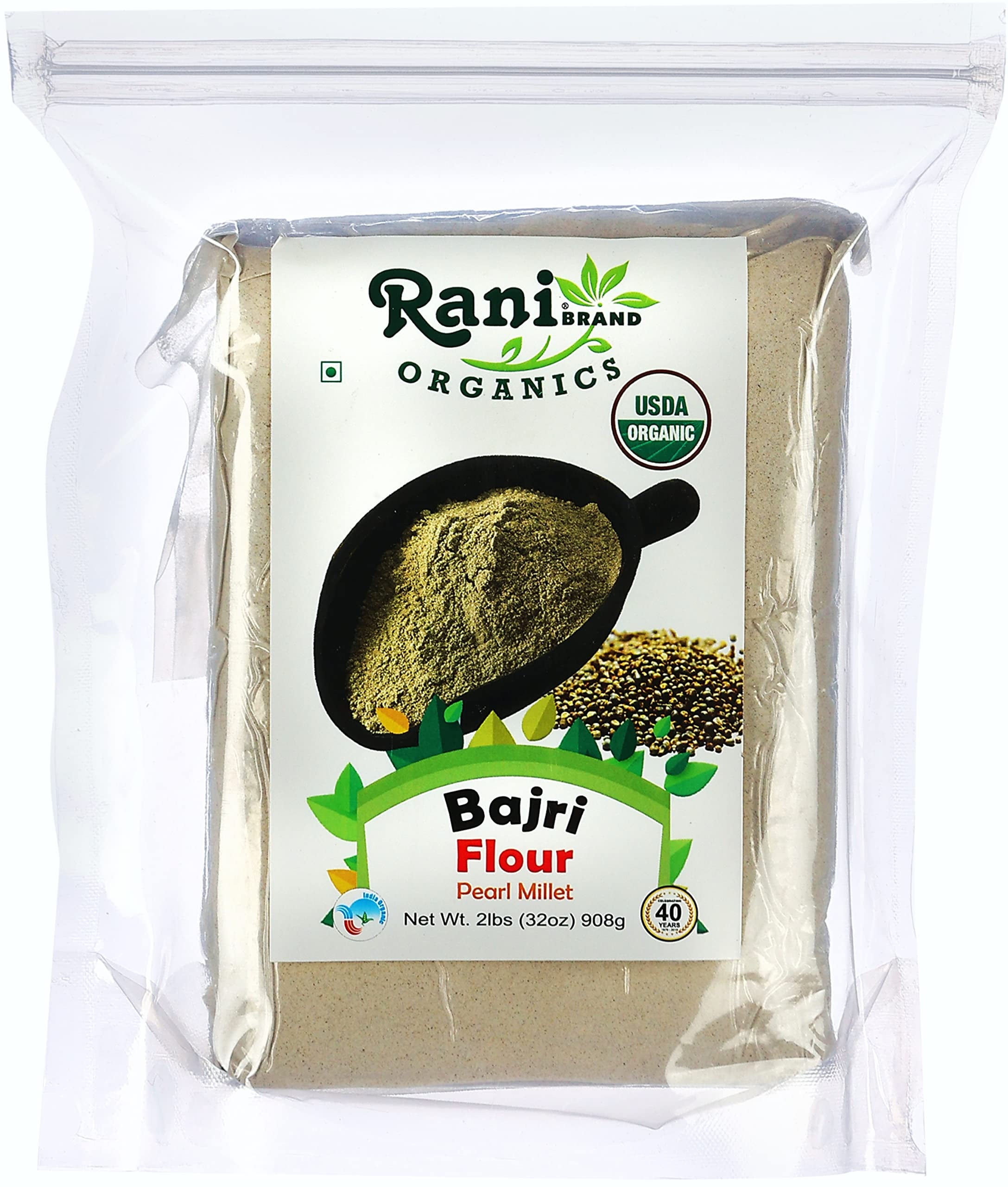 Rani Organic Bajri Flour (Pearl Millet) 32oz (2lbs) 908g ~ All Natural ...