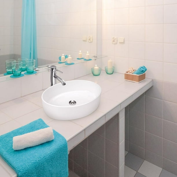 Aquaterior Oval Porcelain Ceramic Bathroom Vessel Sink Basin with ...