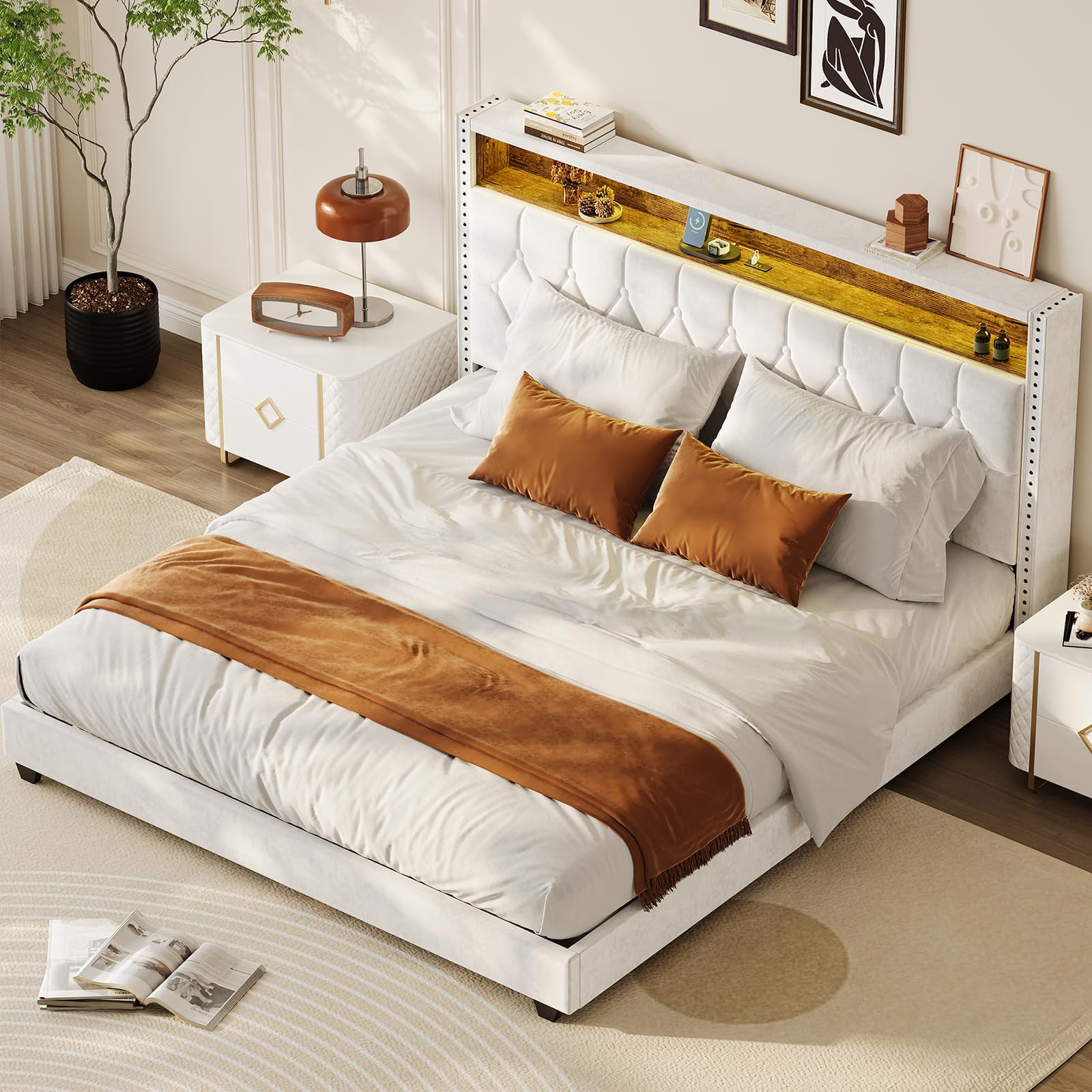 Click here for Tropow Queen Bed Frame with Led Lights And Chargin... prices