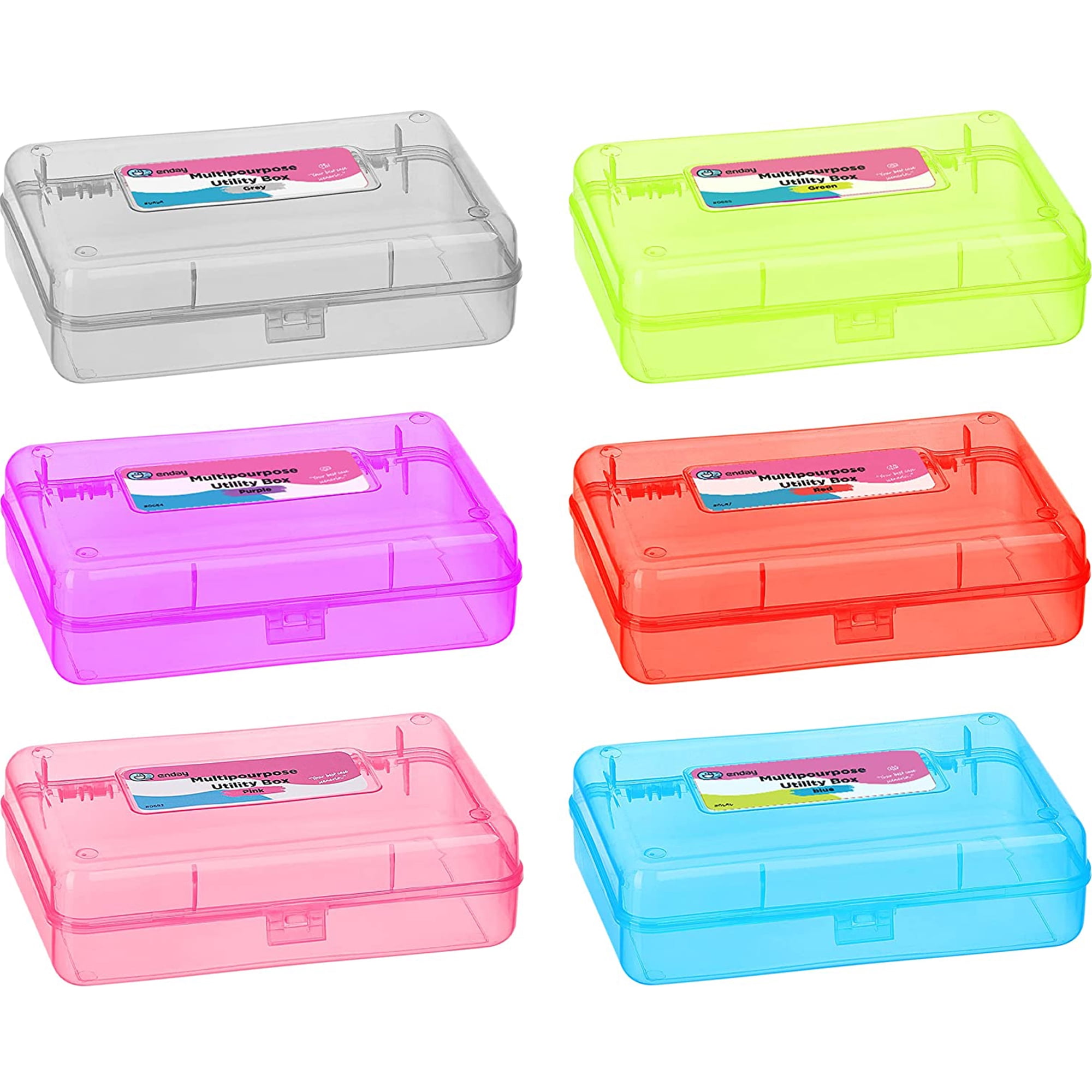 Enday Multipurpose Utility Box with Lid Plastic Pencil Case Organizer ...
