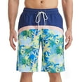 Zhuashum Men Swimming Shorts Quick Drying Loose Surfing Stripe Pattern