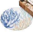 Blue Coral Summer Ocean Round Area Rug 3ft,Living Room Rug Non-Slip ...