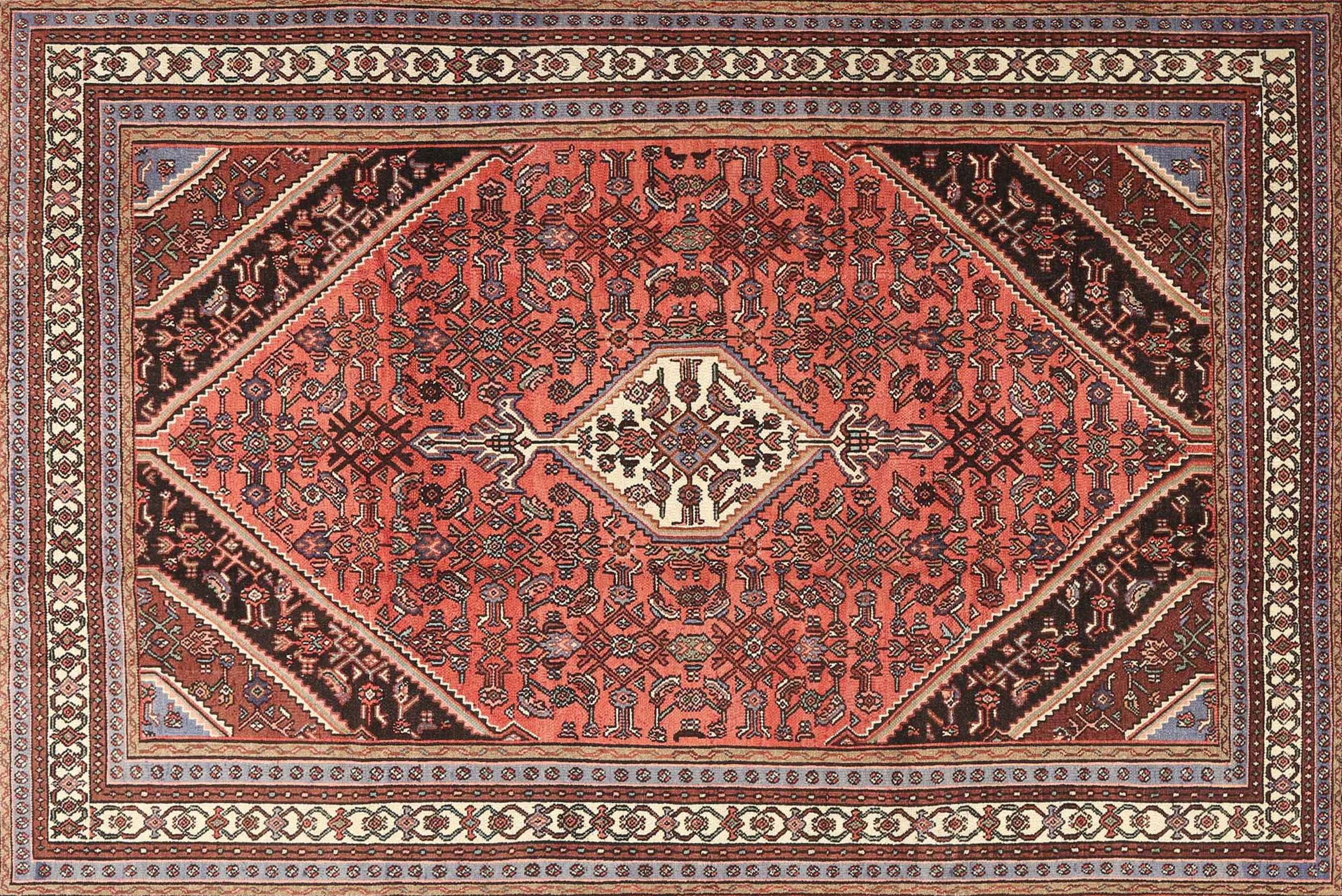 Ahgly Company Indoor Rectangle Traditional Saffron Red Persian Area ...