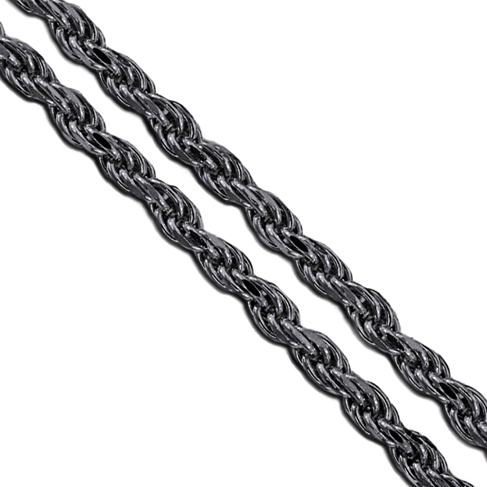 Black Stainless Steel Rope Chain 3.7mm Solid Cord Necklace 30" Gray ...