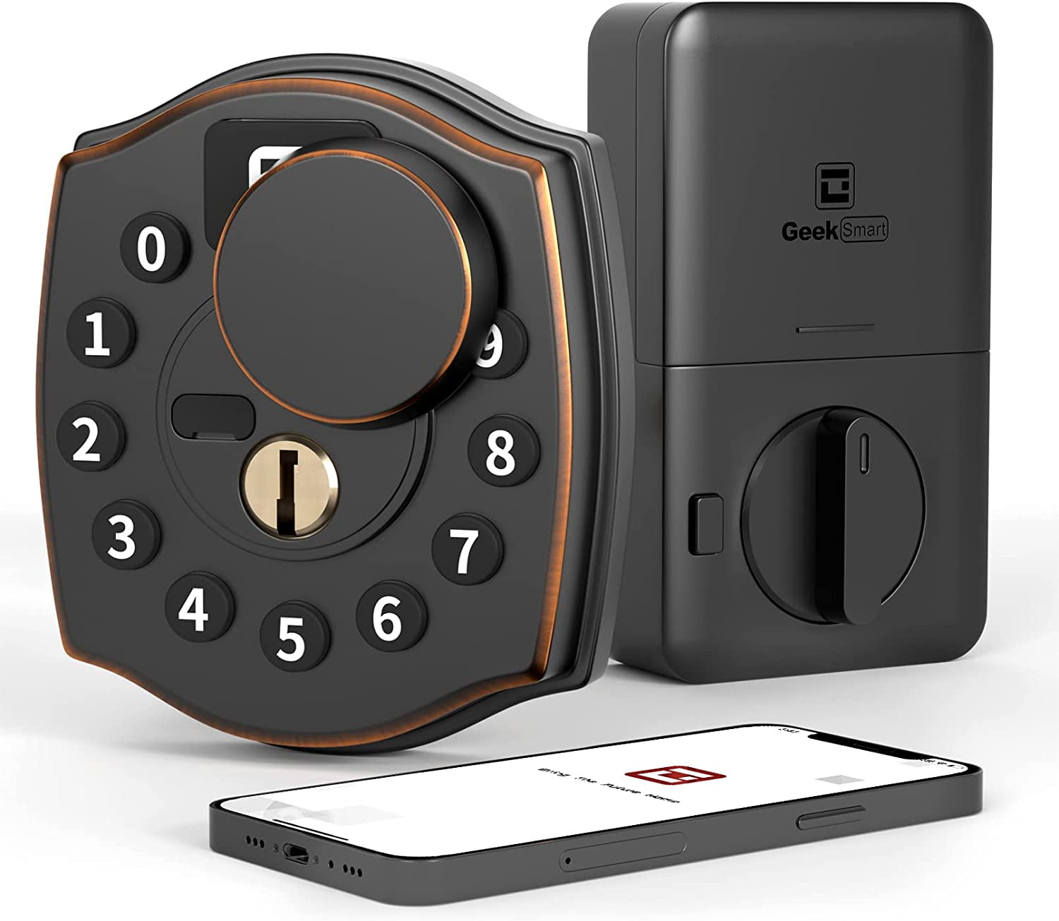 Buy Smart Door Lock, Geek 4-in-1 IP65 Waterproof Anti-Fog Keyless Entry ...
