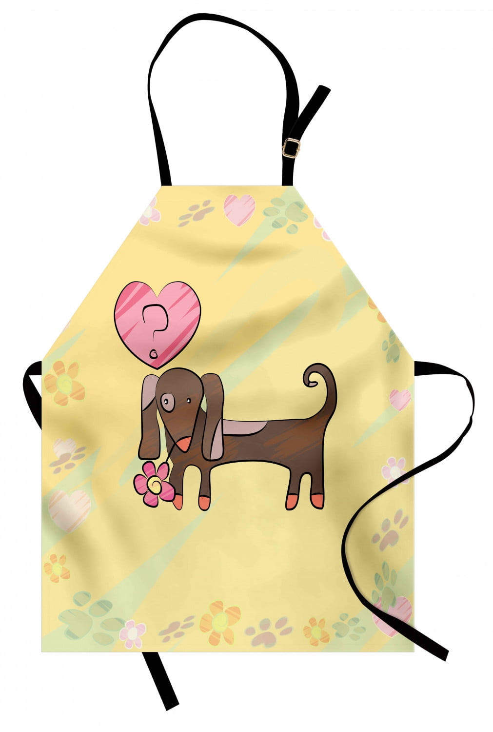 Dachshund Apron Colorful Sketch Style Dachshund Puppy with Floral Frame ...
