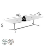 120W x 48D Conference Table with Metal Base in White - Engineered Wood ...