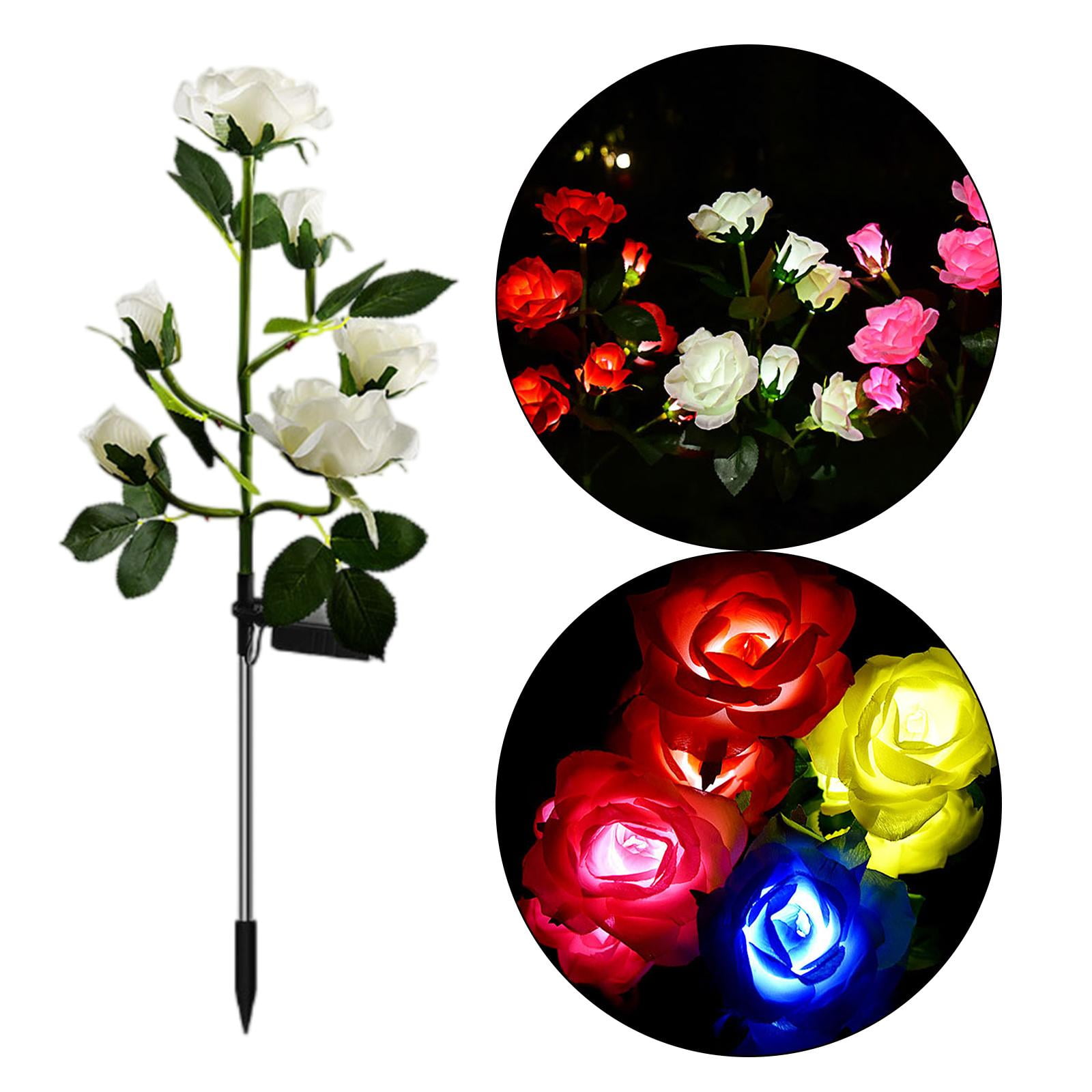 Luces LED de rosas con energía solar, lámpara de estaca, lámpara ...