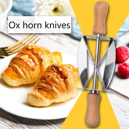 Clairlio Stainless Steel Croissant Cutter Rolling Wheels Wood Handle ...