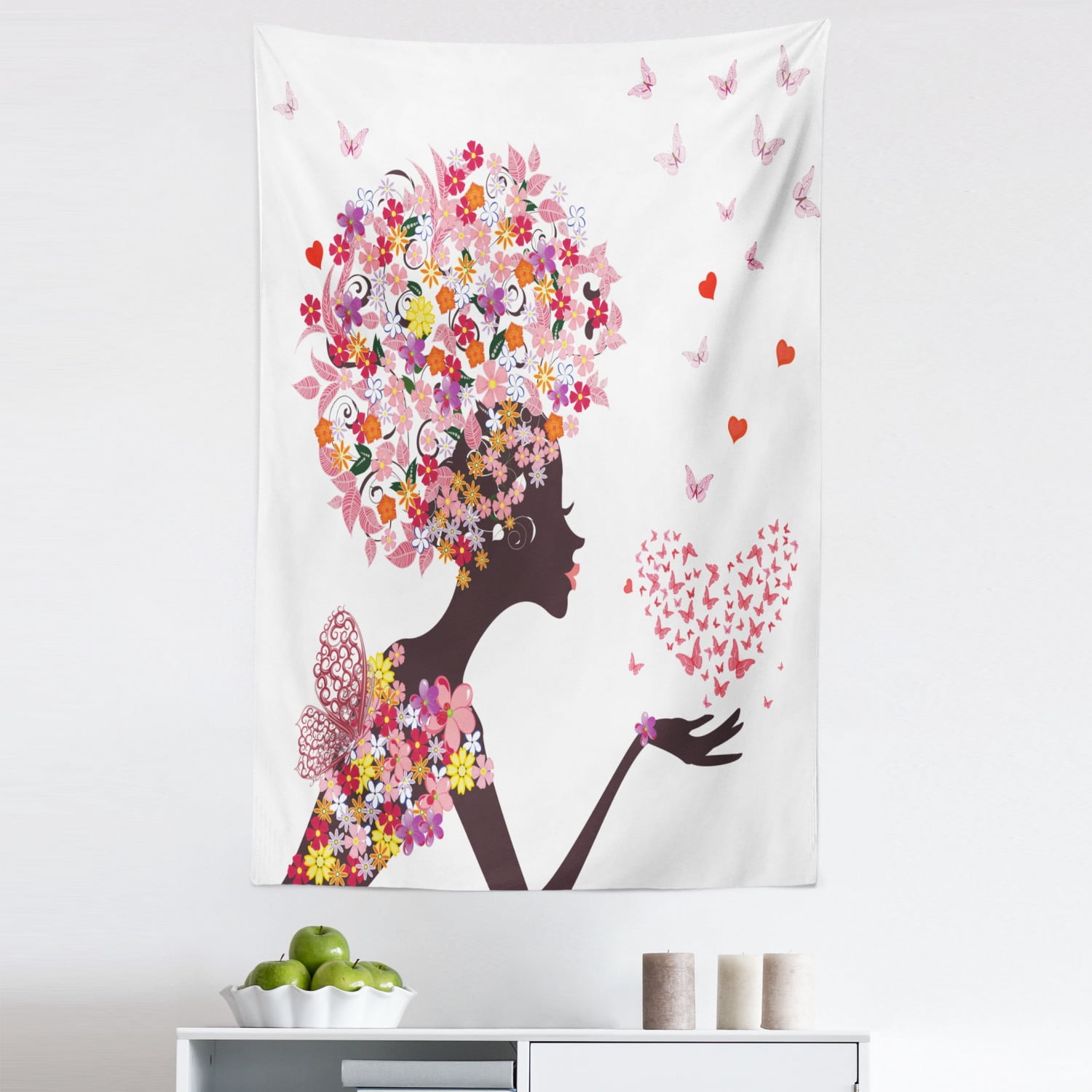 Summer Tapestry, Girl a Heart of Enjoying Blossoms Summertime Fantasy ...