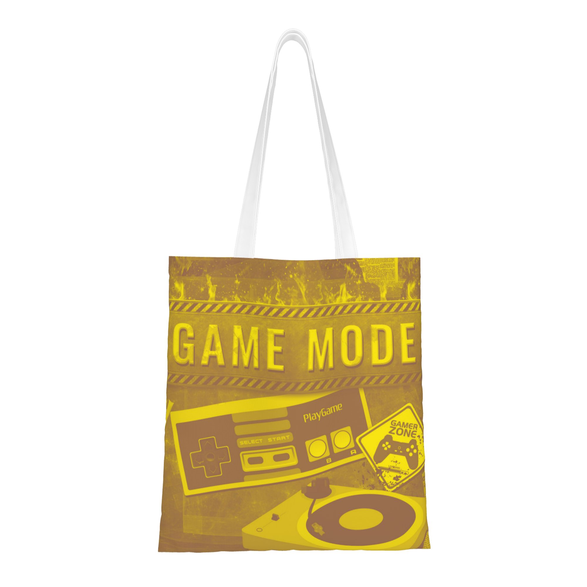 YFYANG Reusable Cotton Canvas Tote Shopping Bag, Yellow Retro Game ...