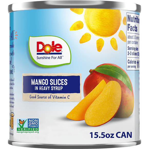 Dole Mango Slices in Heavy Syrup, Good Source of Vitamin C, 15.5 oz Can