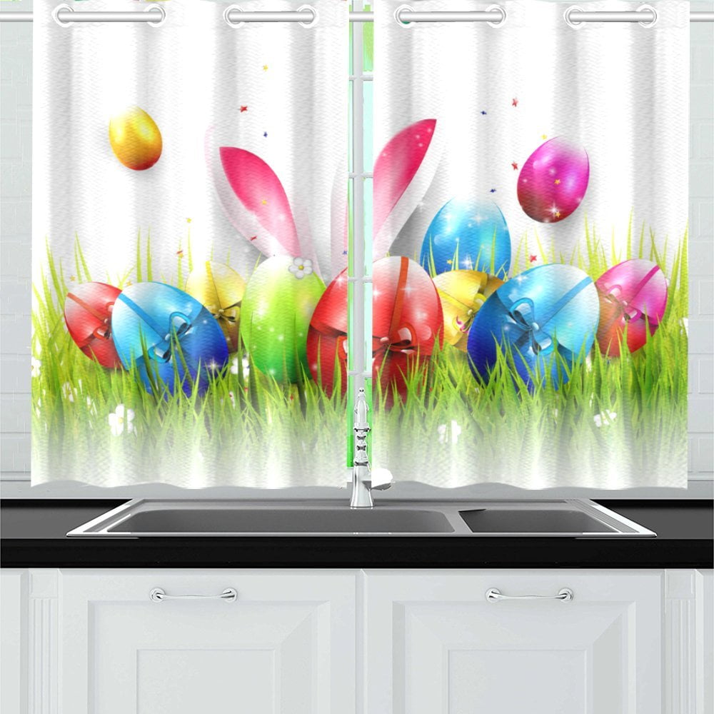 MKHERT Easter Window Curtain Kitchen Curtains Window Treatments 26x39 ...