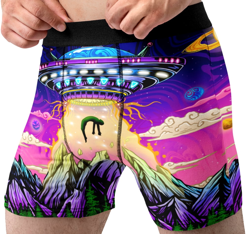 Mens Womens Alien Spaceship Boxer Brief Fun Novelty Underwear Gift ...