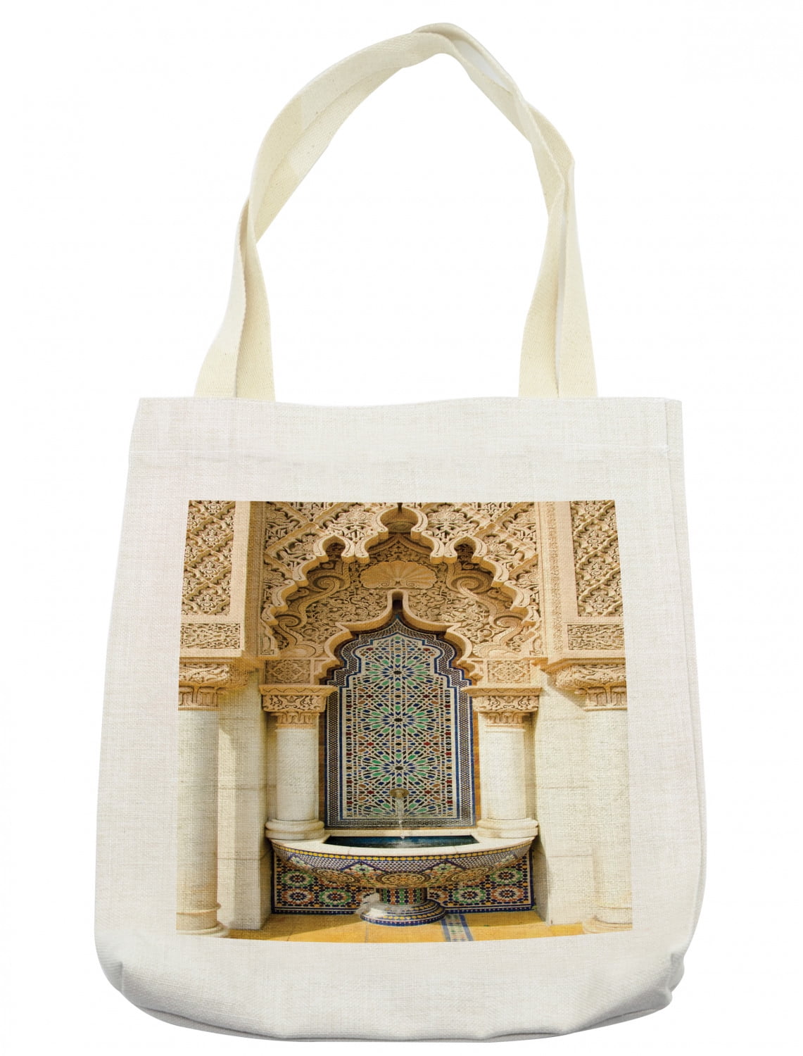 Moroccan Tote Bag, Vintage Building Design Art Historic Exterior Facade ...