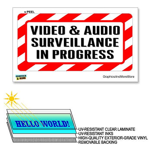 Video & Audio Surveillance in Progress - 12 in x 6 in - Laminated ...