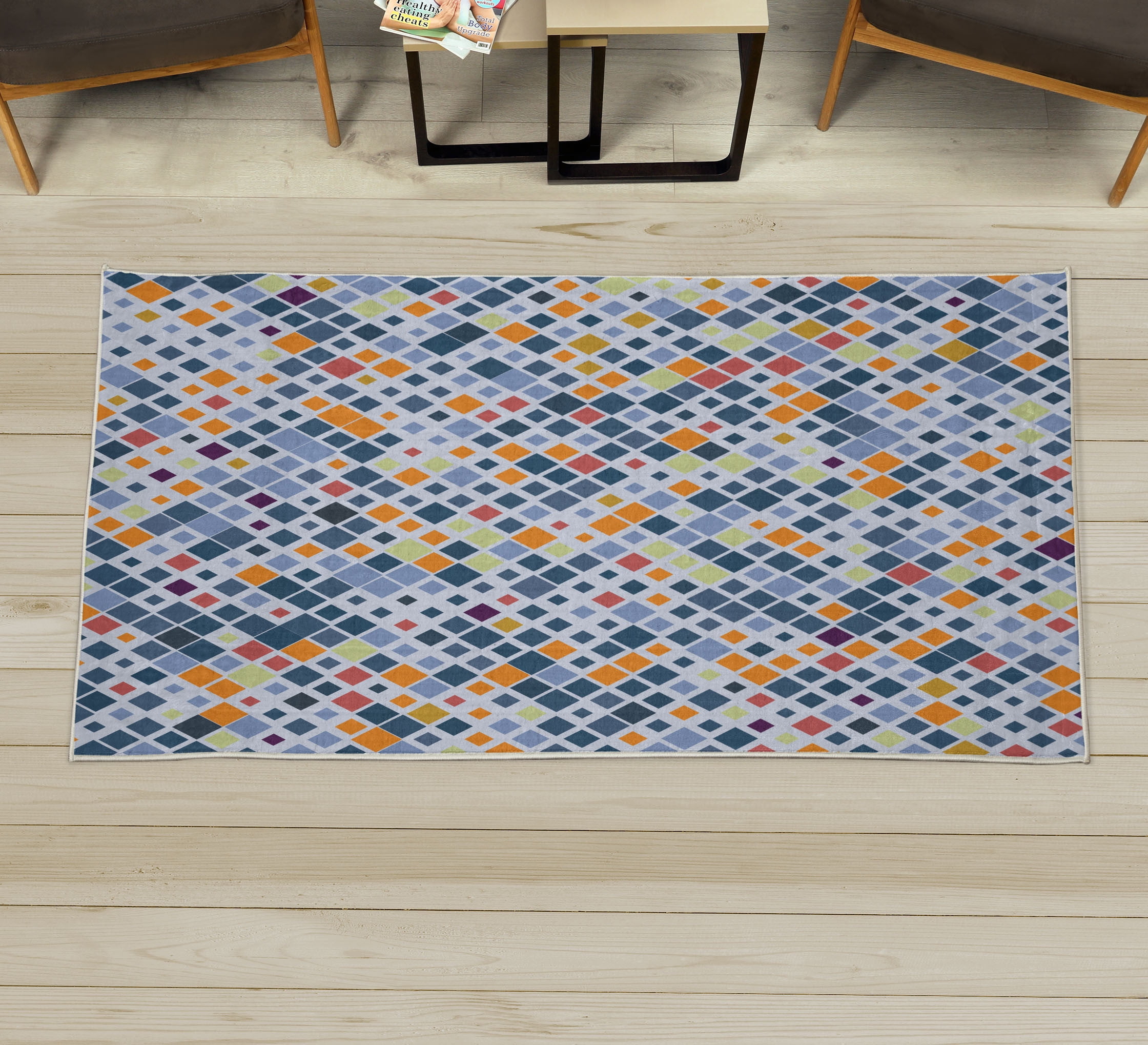 Ethnic Decorative Rug, Retro Mosaic Creative Pattern Square Rhythm ...