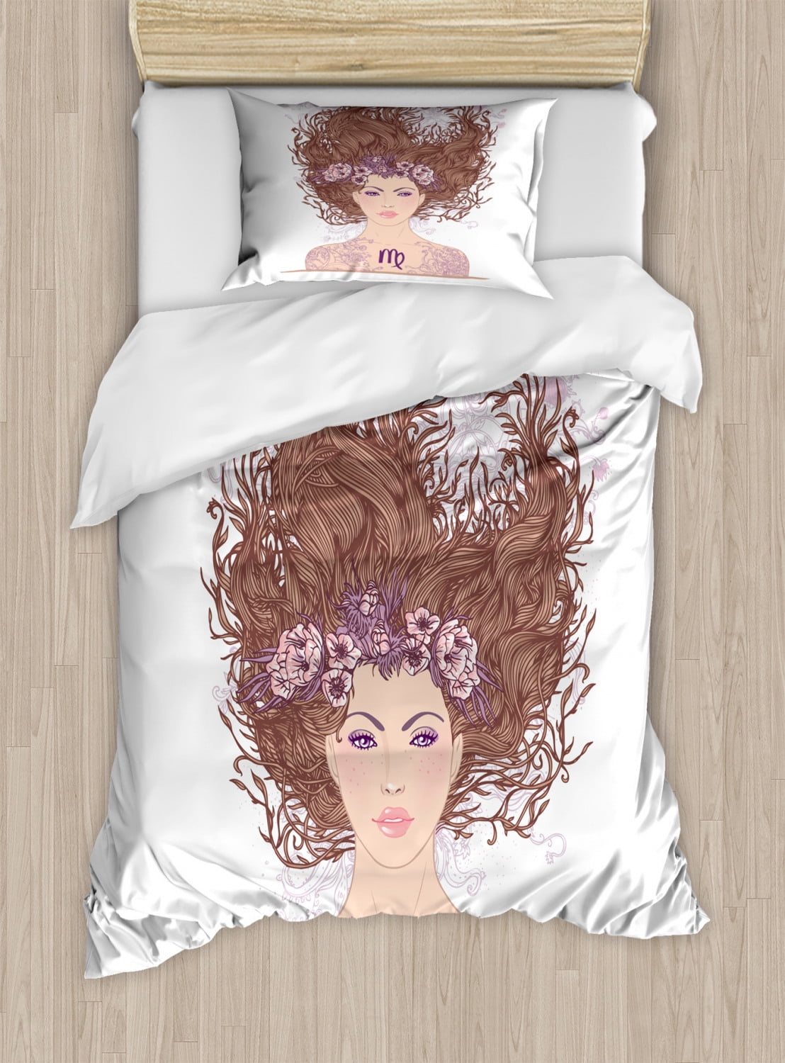 Zodiac Virgo Twin Size Duvet Cover Set Lllustration Of Virgo
