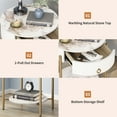 ASYA Modern White Marble Gold End Table, 2-Tier Nightstand with Drawer, Round Side Table for ...