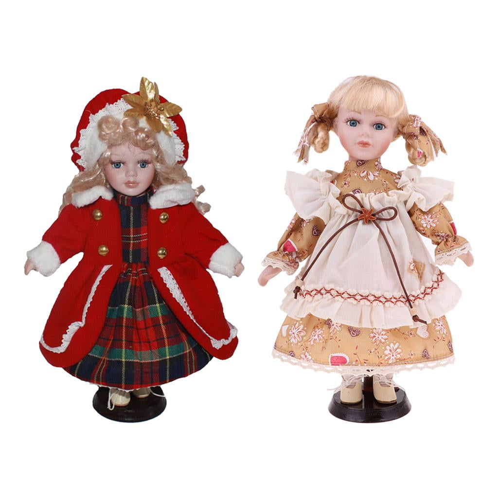 2Pieces Elegant Porcelain Doll Wearing Dress Costume Handmade Kids Gift ...