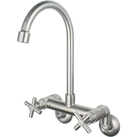 Kitchen Faucets Wall Mount Bridge Faucet High Arc Stainless Steel ...