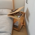 C Shaped Table for Couch, C Table with Wheels,Wooden Couch Table ...