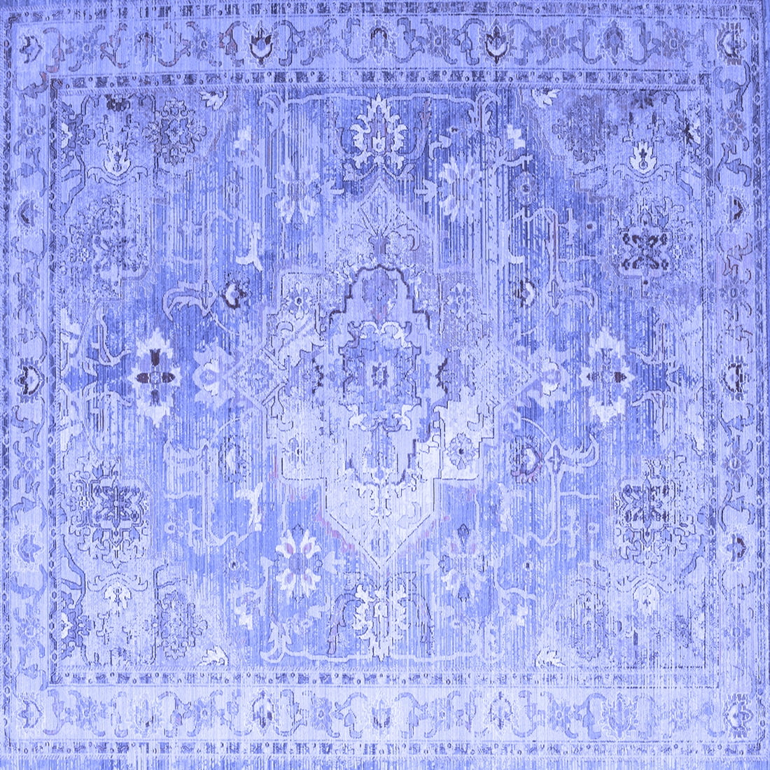 Ahgly Company Indoor Square Medallion Blue Traditional Area Rugs, 7 ...