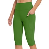 Moxiu Women's Long Biker Shorts Knee Length Leggings High Waist Tummy ...