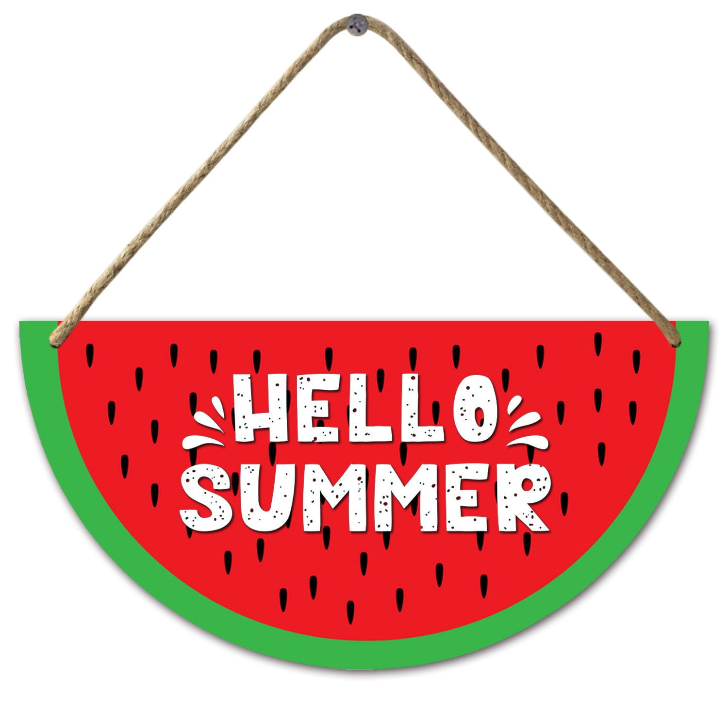 Eveokoki Watermelon Door Sign Hello Summer Door Hanger Wood Front Door ...