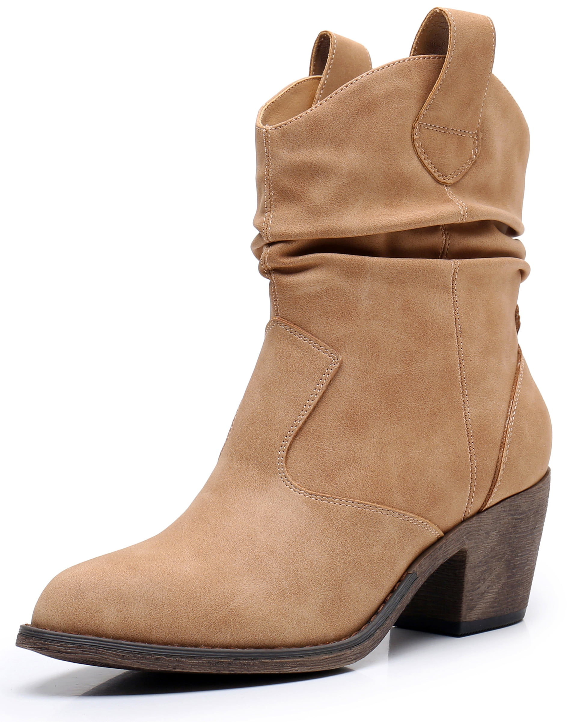 Apakowa Women's Modern Western Cowboy Distressed Boot with Pull-Up Tabs ...