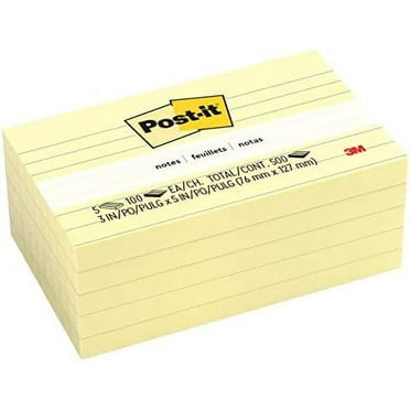 Post-it® Notes, 4 in. x 6 in., Canary Yellow, Lined, 12 Pads/Pack ...