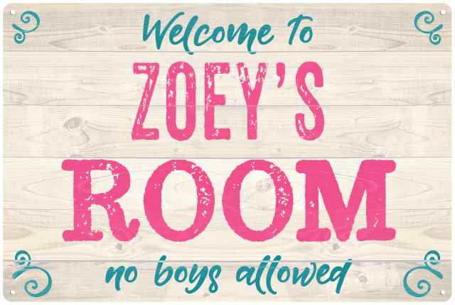ZOEY'S Room Kids Bedroom Sign 8x12 Metal Sign 208120089029 - Walmart.com
