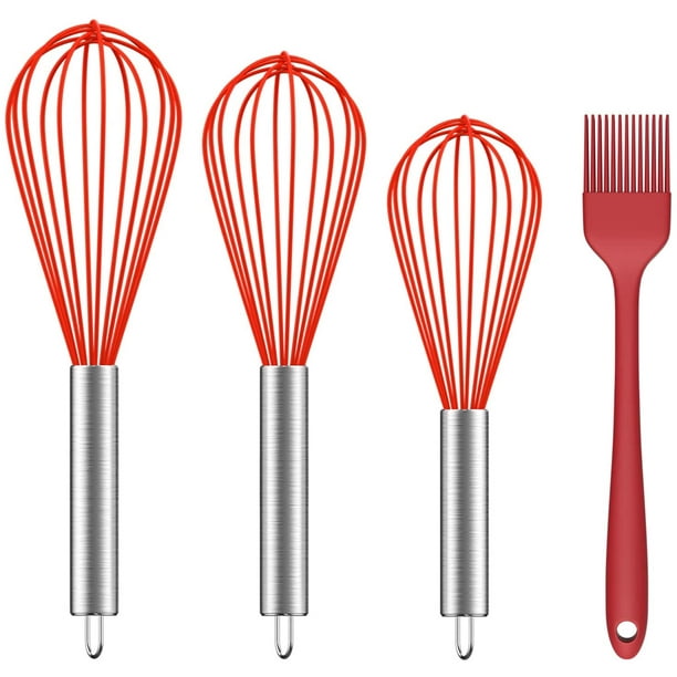 HTAIGUO 4 Pack (Upgraded) Silicone Whisk Set, 8"+10"+12" Wisk Kitchen ...