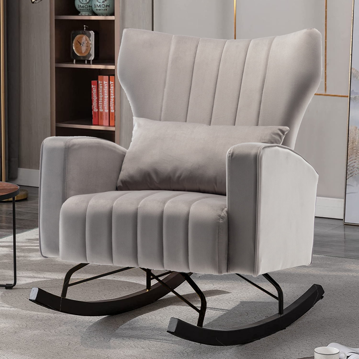 UWR-Nite Velvet Rocking Chair Upholstered Nursery Glider Rocker for ...