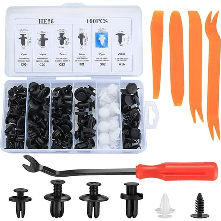 CARBONLIKE Car Plastic Clips Rivets Fastener Set, Universal Black ...