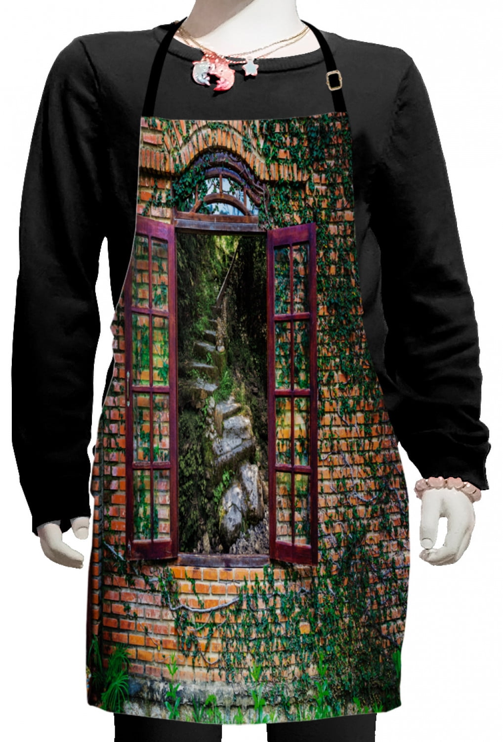 Country Kids Apron, House with Open Windows Inside Forest Design View ...