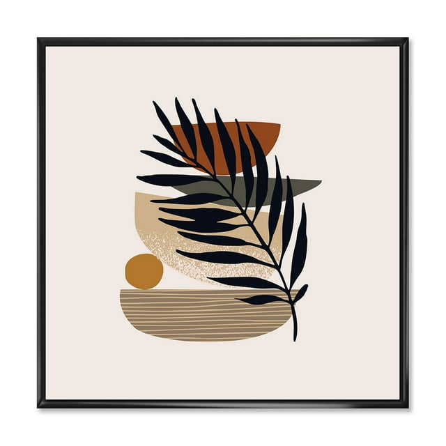 Designart Tropical Leaf Silhouettes and Shapes IV FLOAT FRAME WALL ART ...
