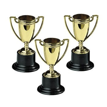 Fun Express Small Plastic Gold Trophies - Bulk Set of 24 - Party and ...