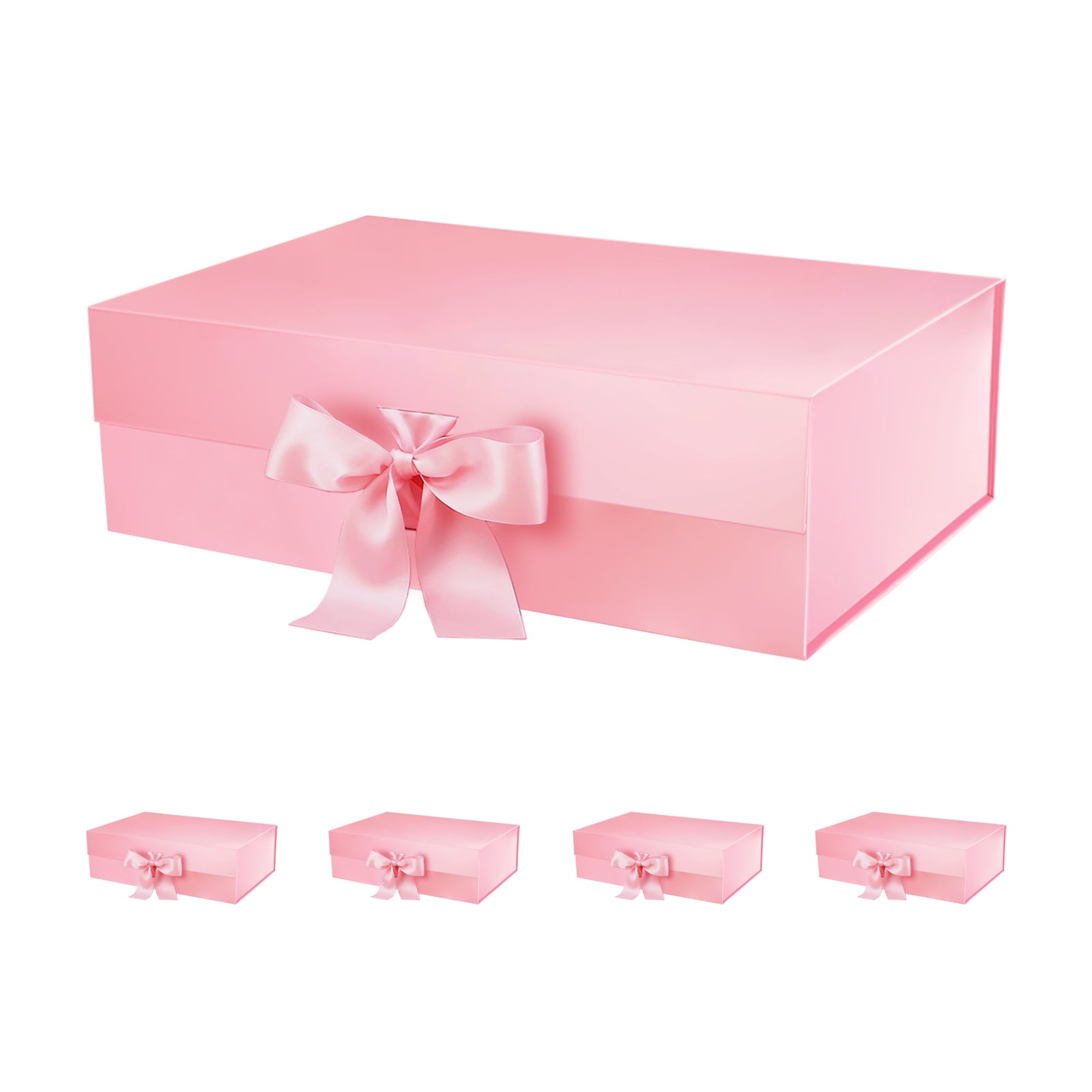 PKGSMART Large Gift Boxes with Ribbons, 5 Pink Gift Boxes with Magnetic ...