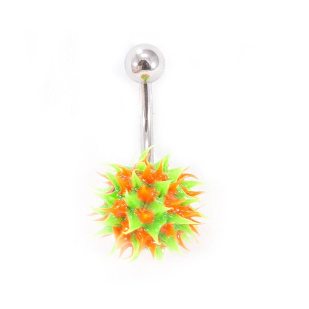 Belly Button Ring Navel Piercing with Spike Silicone Ball - Walmart.com