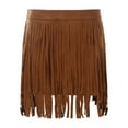 GJSYRH Women Suede Mini Fringe Skirt Flowy Tassel Plain Vintage Skirts ...