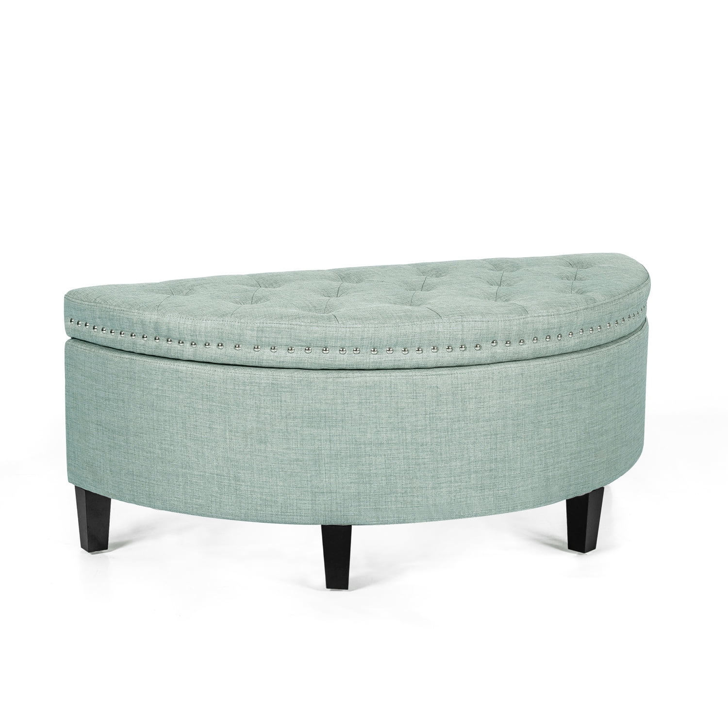 Homebeez 43.5" Half Moon Storage Ottoman,Button Bedroom Benches for ...