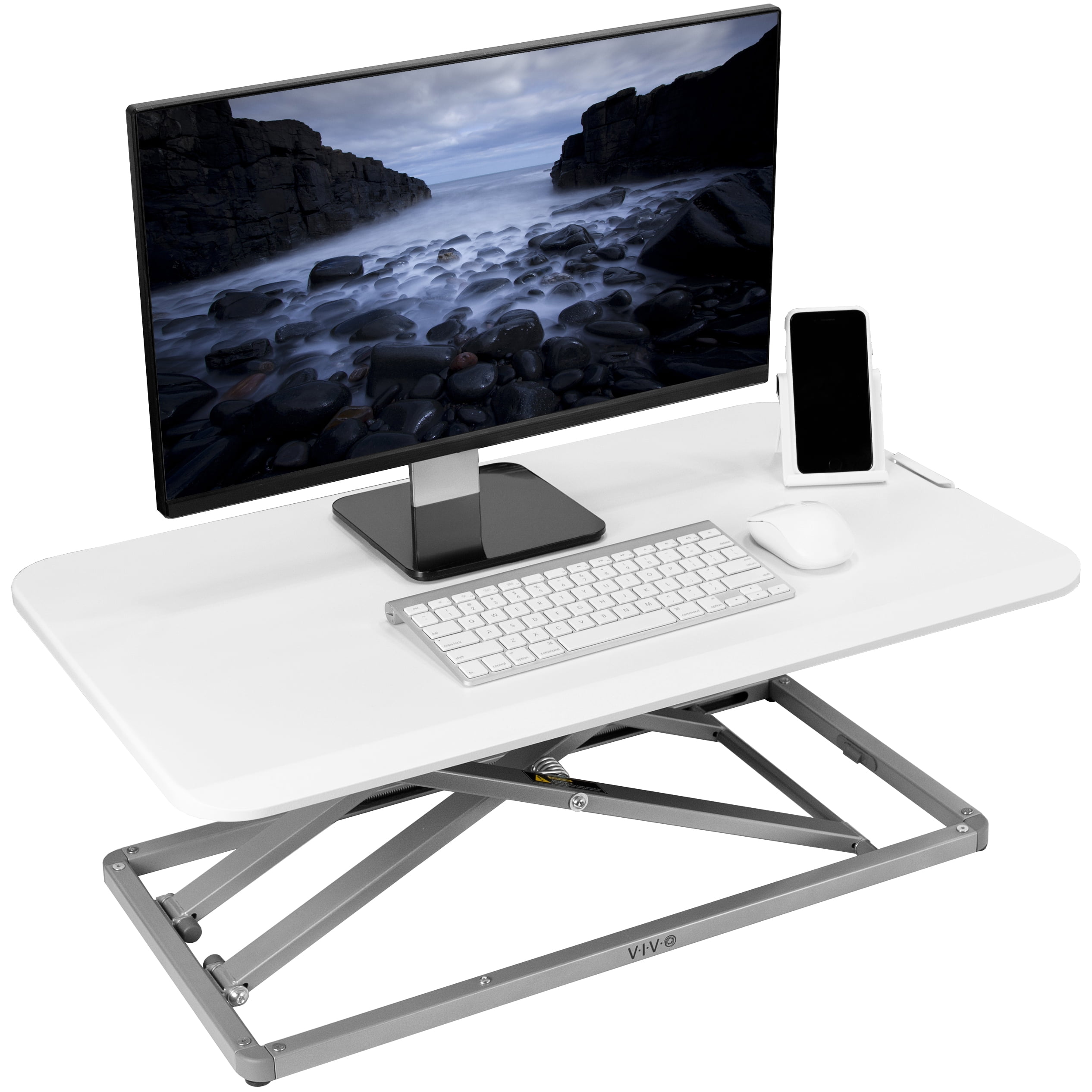 VIVO White Economy Height Adjustable 29" Standing Desk Desktop Monitor ...