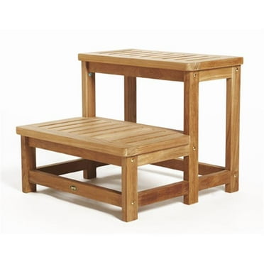 Titan Great Outdoors Teak Portable Spa Steps, 2-Tier Hot Tub Steps ...