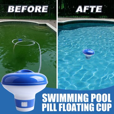 7" Classic Blue and White Floating Swimming Pool Chlorine Dispenser ...