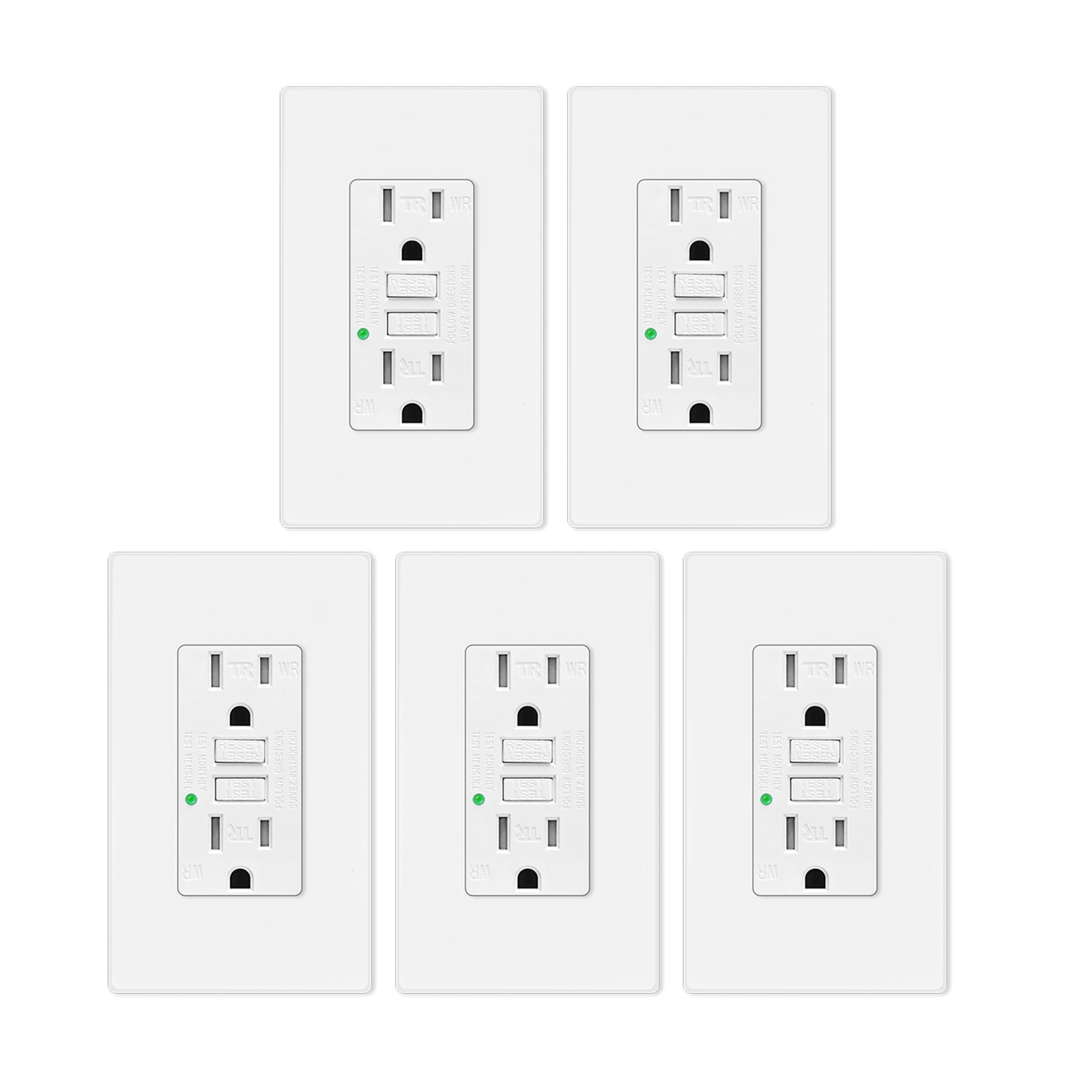 15amp Weather Resistant GFCI Outlet, Tamper Resistant GFI Receptacle ...
