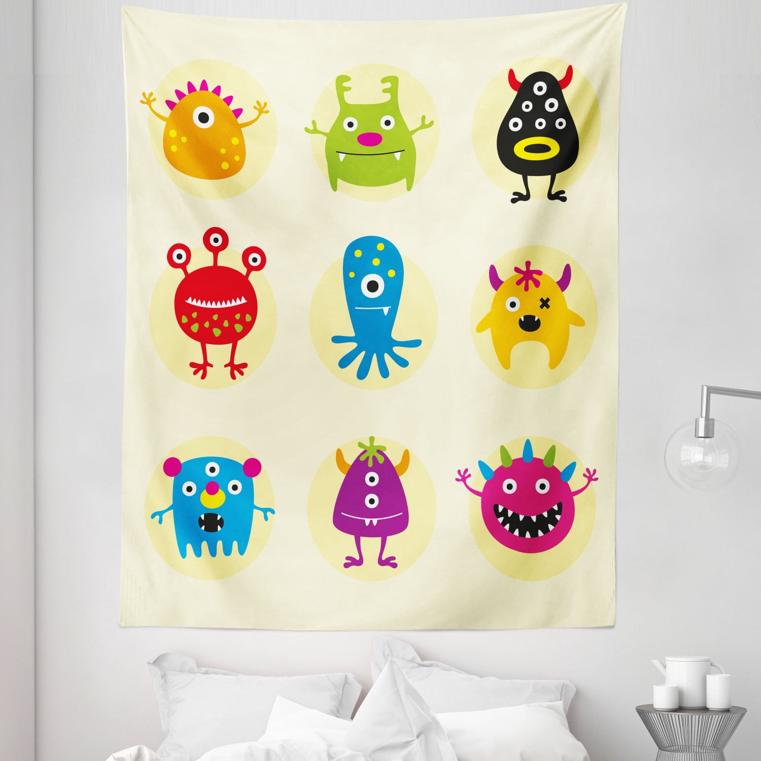 Alien Tapestry, Colorful Monsters Extraterrestrial Beings Illustration ...