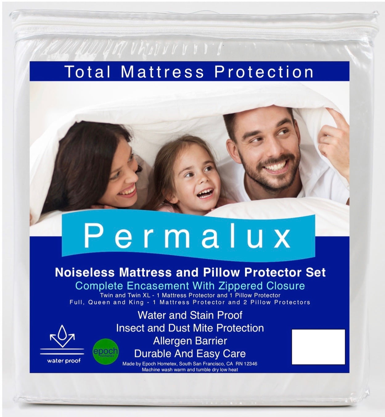 Permalux 3-Piece Waterproof Encasement Basic Bed Protector Set ...